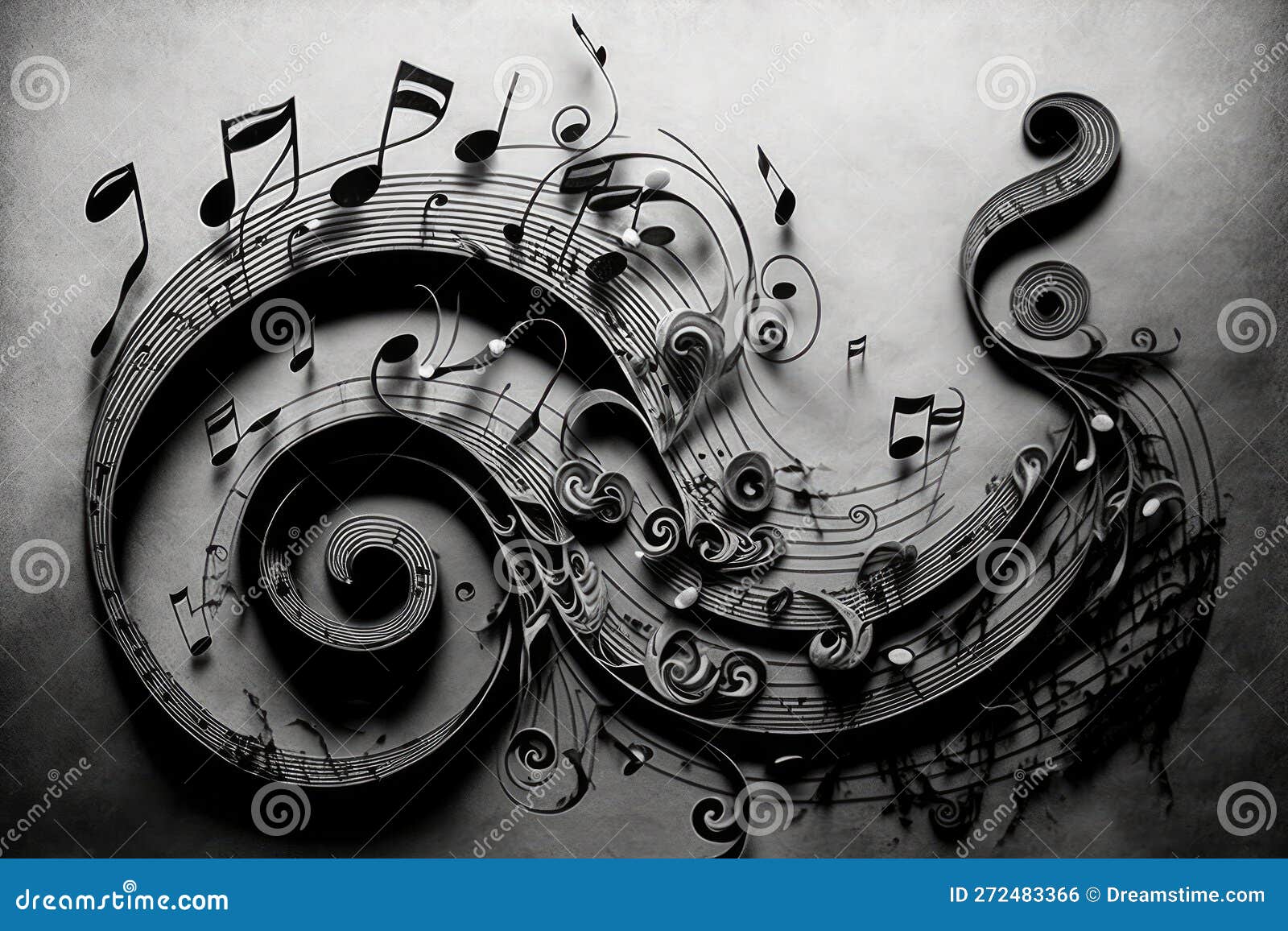 Music Notes in Swirl, Musical Design Element Generative AI Stock ...