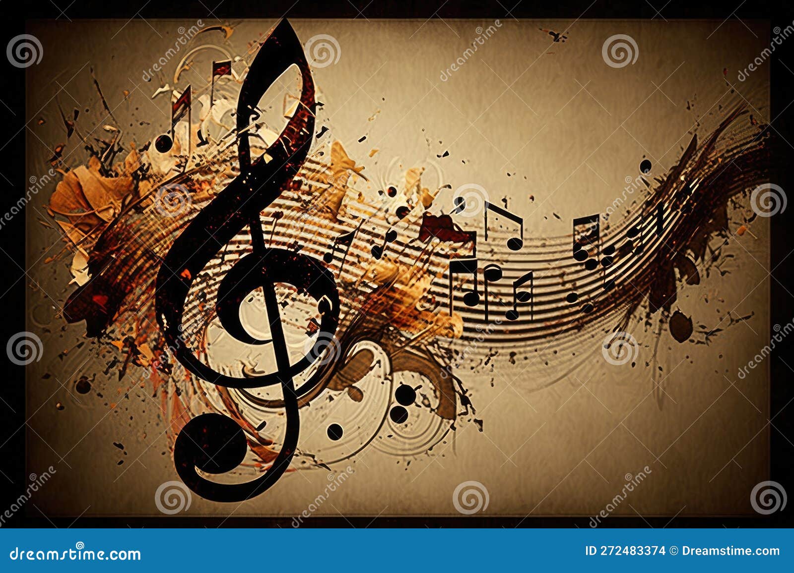 Music Notes in Swirl, Musical Design Element Generative AI Stock ...