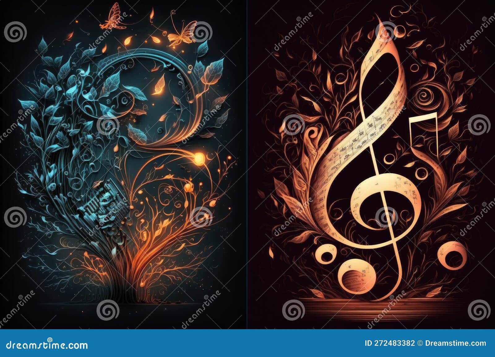 Music Notes in Swirl, Musical Design Element Generative AI Stock ...