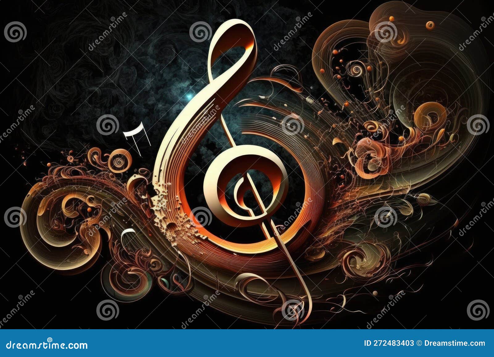 Music Notes in Swirl, Musical Design Element Generative AI Stock ...