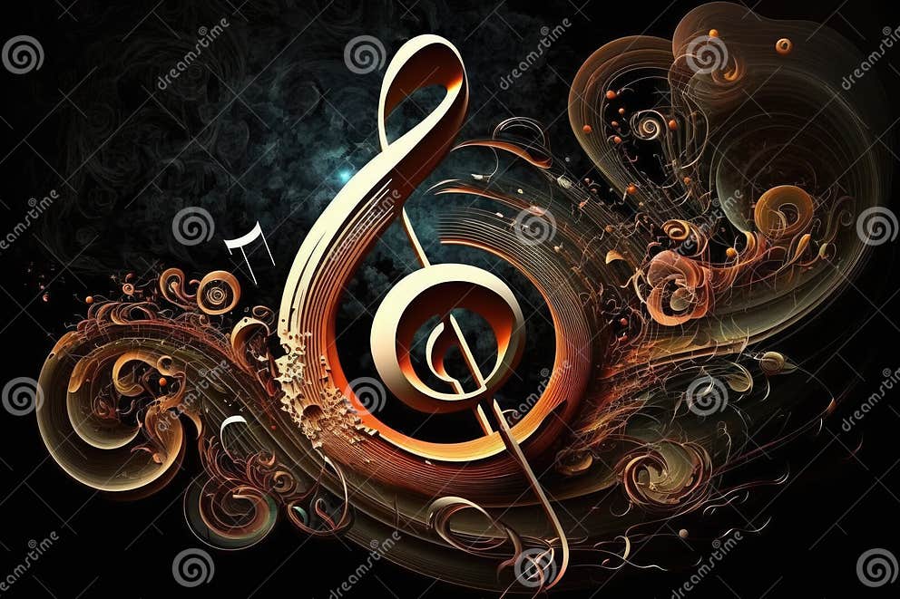Music Notes in Swirl, Musical Design Element Generative AI Stock ...