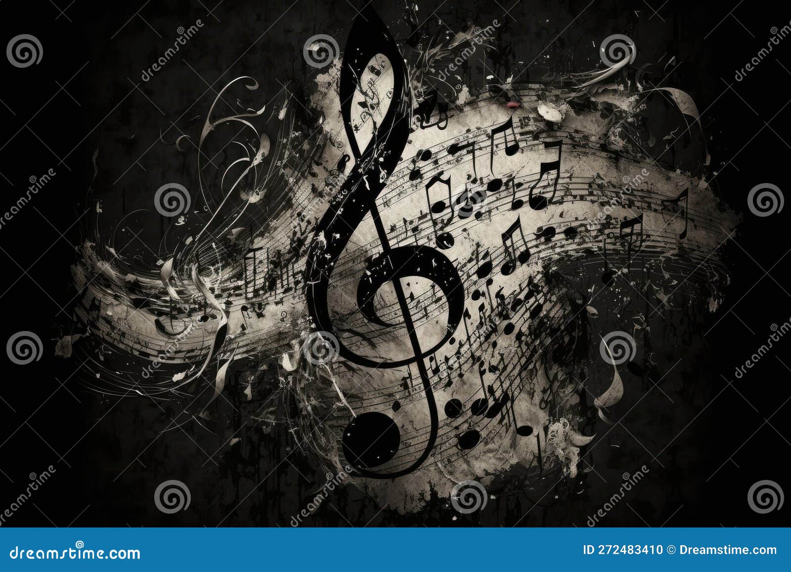 Music Notes in Swirl, Musical Design Element Generative AI Stock ...