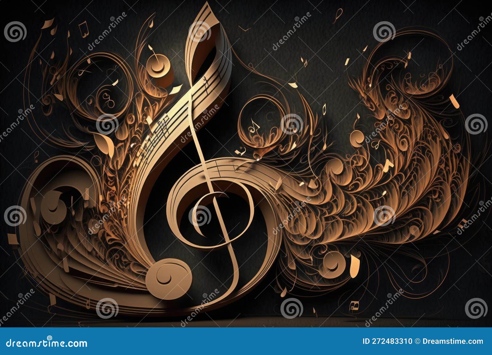 Music Notes in Swirl, Musical Design Element Generative AI Stock ... Music Notes in Swirl, Musical Design Element Generative AI Stock ...