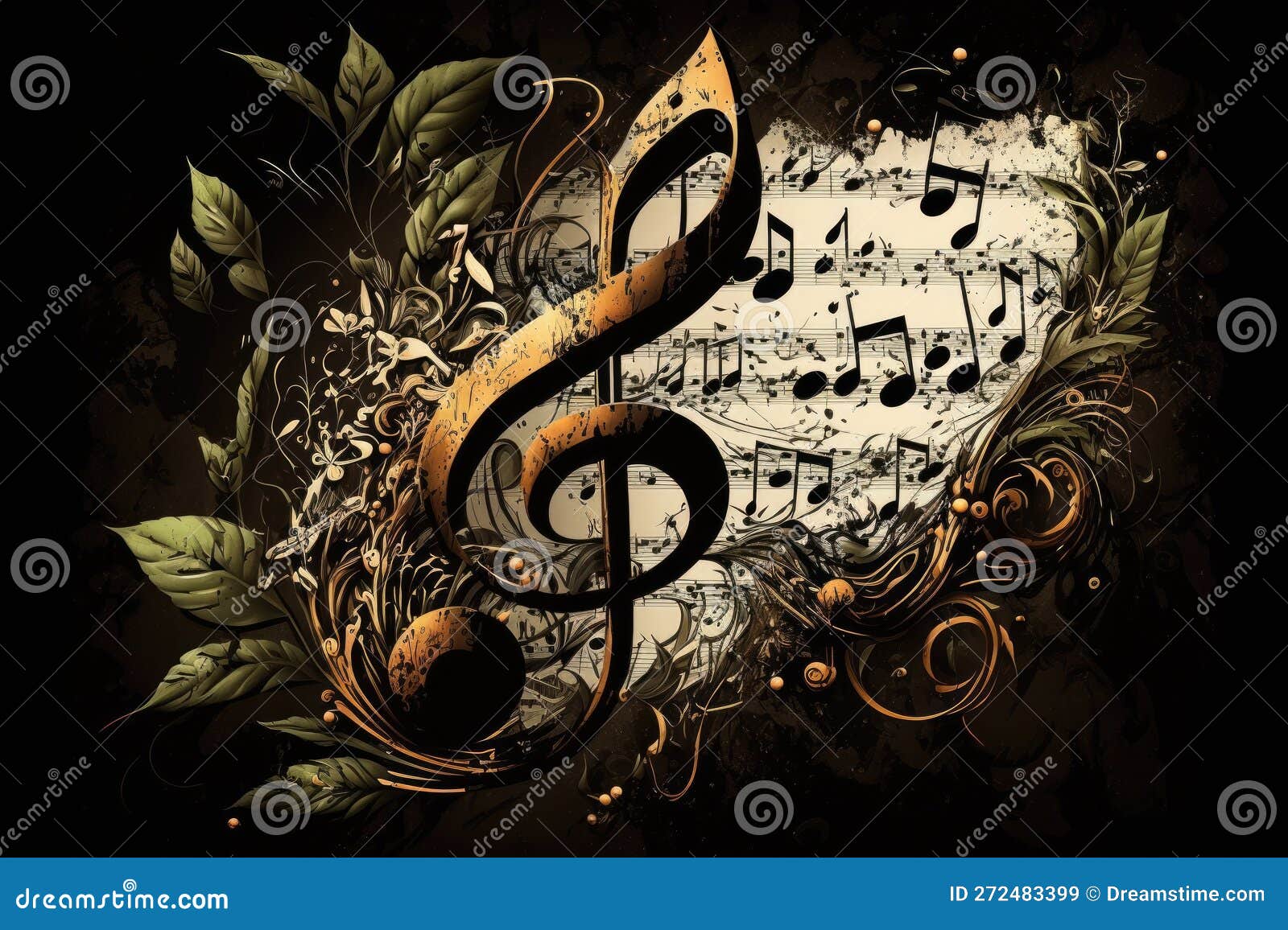 Music Notes in Swirl, Musical Design Element Generative AI Stock ... Music Notes in Swirl, Musical Design Element Generative AI Stock ...