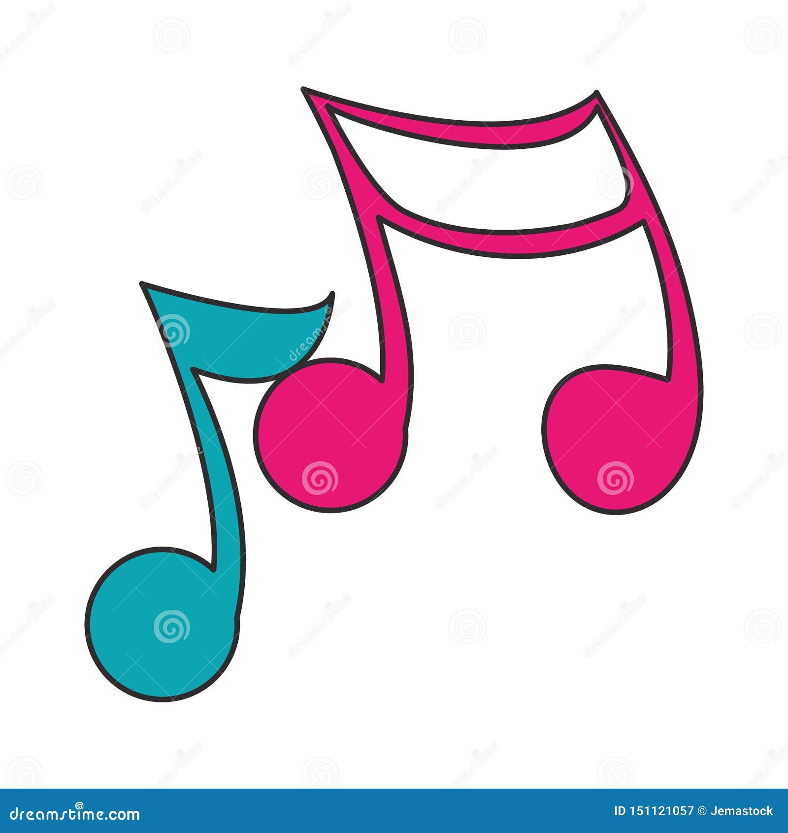 Music Notes Symbol Isolated Cartoon Stock Vector - Illustration of ...
