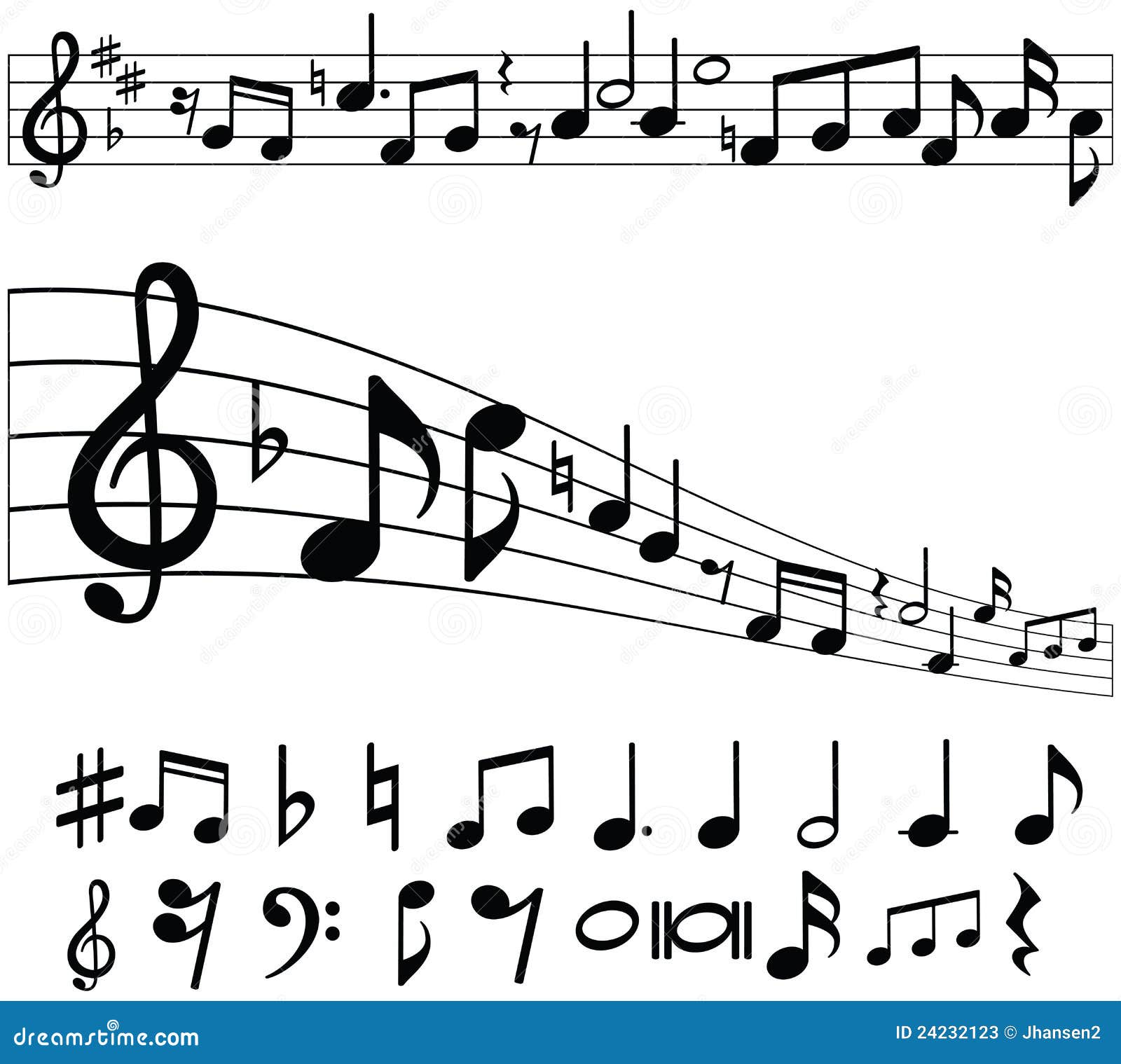 Music Notes and Symbols stock vector. Illustration of ornate - 24232123