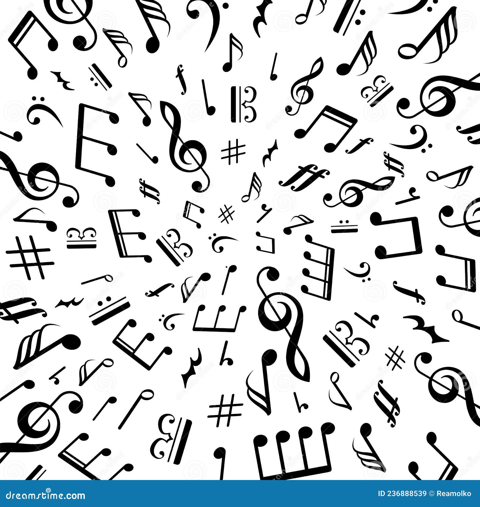 Music Notes and Symbols Background. Vector Illustration. Stock Vector ...
