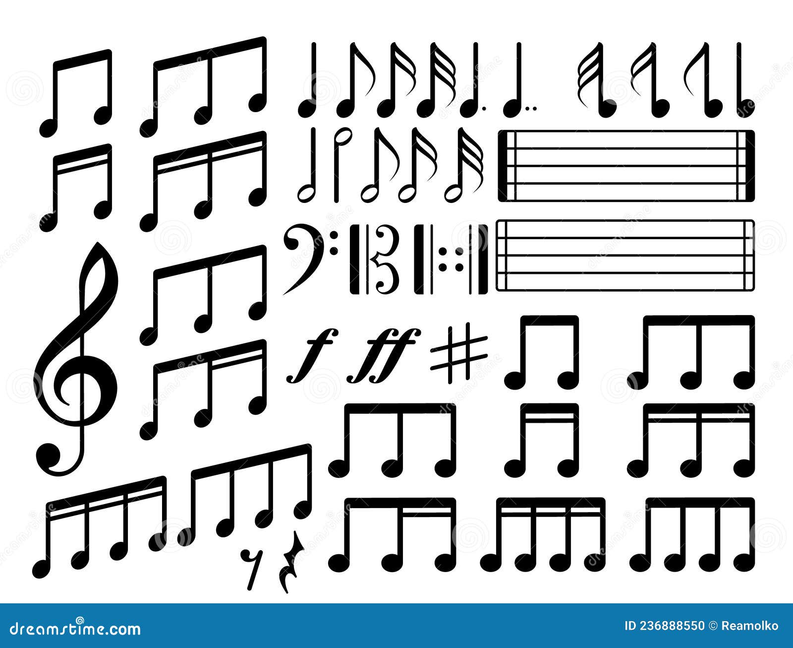 Music Notes and Symbols Set. Vector Illustration. Stock Vector ...