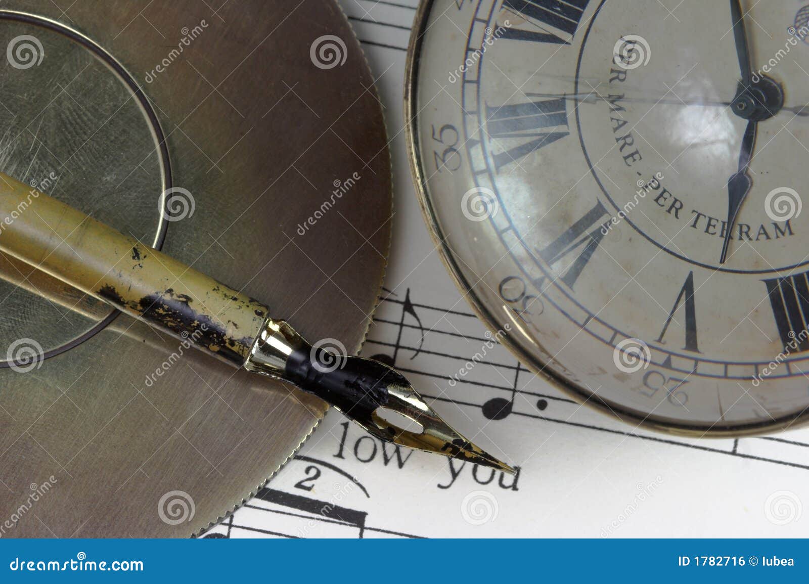 Music notes and time stock photo. Image of gold, clock - 1782716