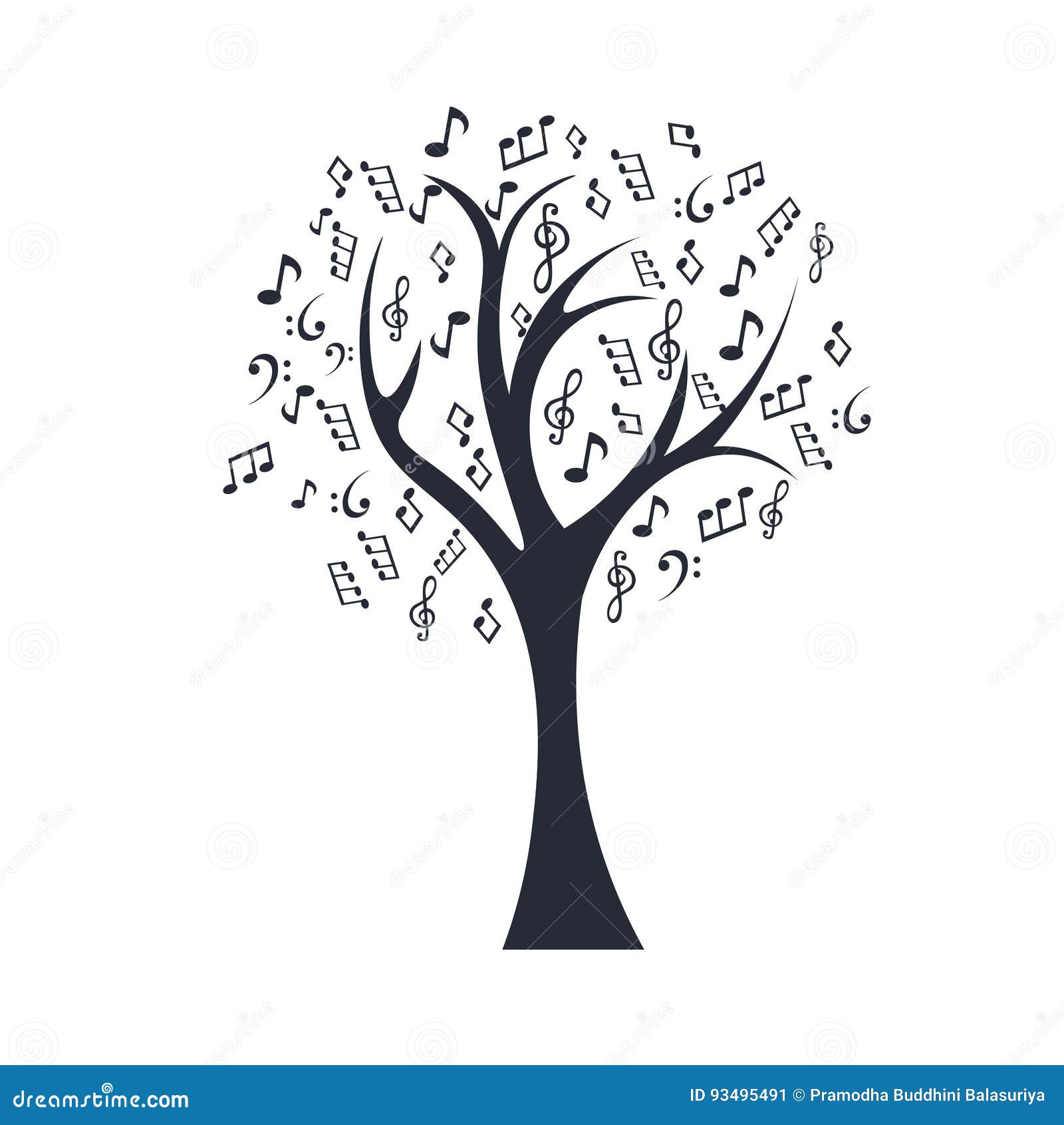 Music notes tree stock vector. Illustration of beautiful - 93495491