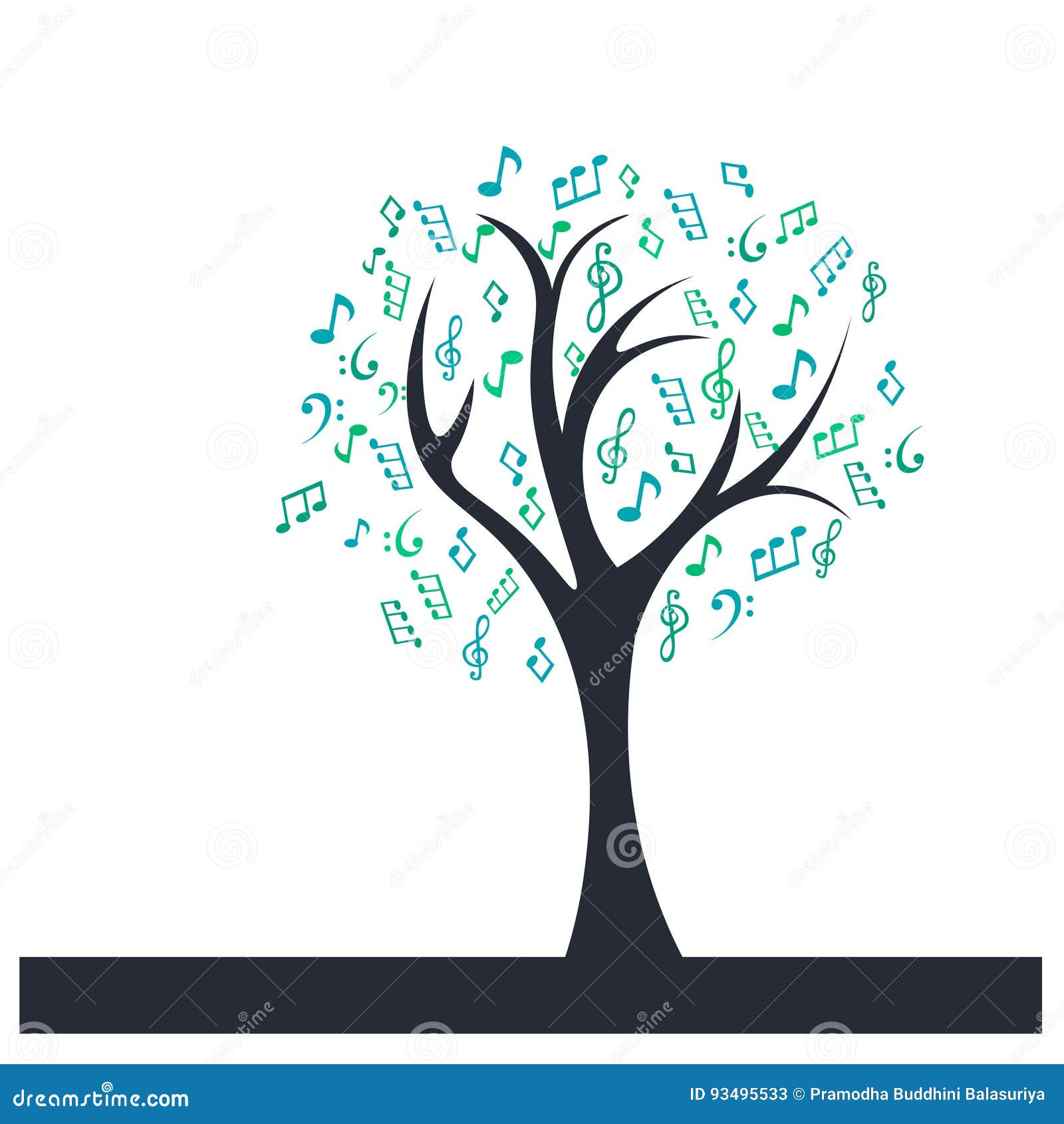 Music Notes Tree Cartoon Vector | CartoonDealer.com #93495533