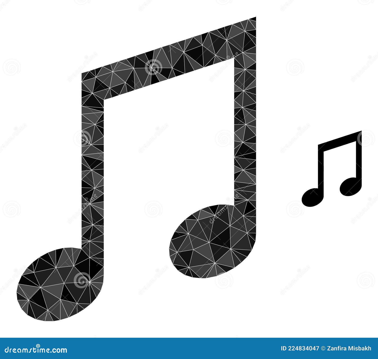 Music Notes Triangle Lowpoly Flat Icon Stock Vector - Illustration of ...