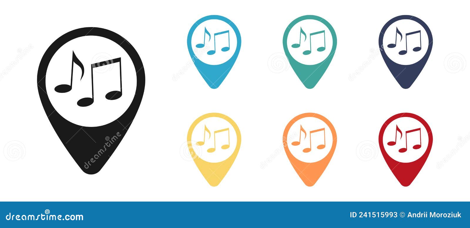 Music, Notes Vector Icon Set, Label on the Map. Illustration Stock ...