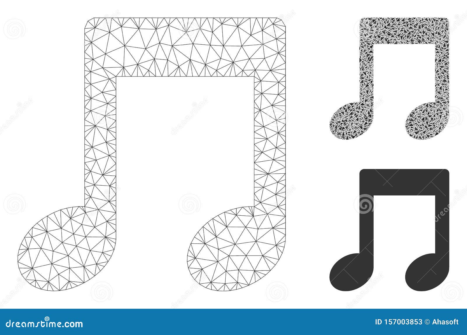 Music Notes Vector Mesh Network Model and Triangle Mosaic Icon ...
