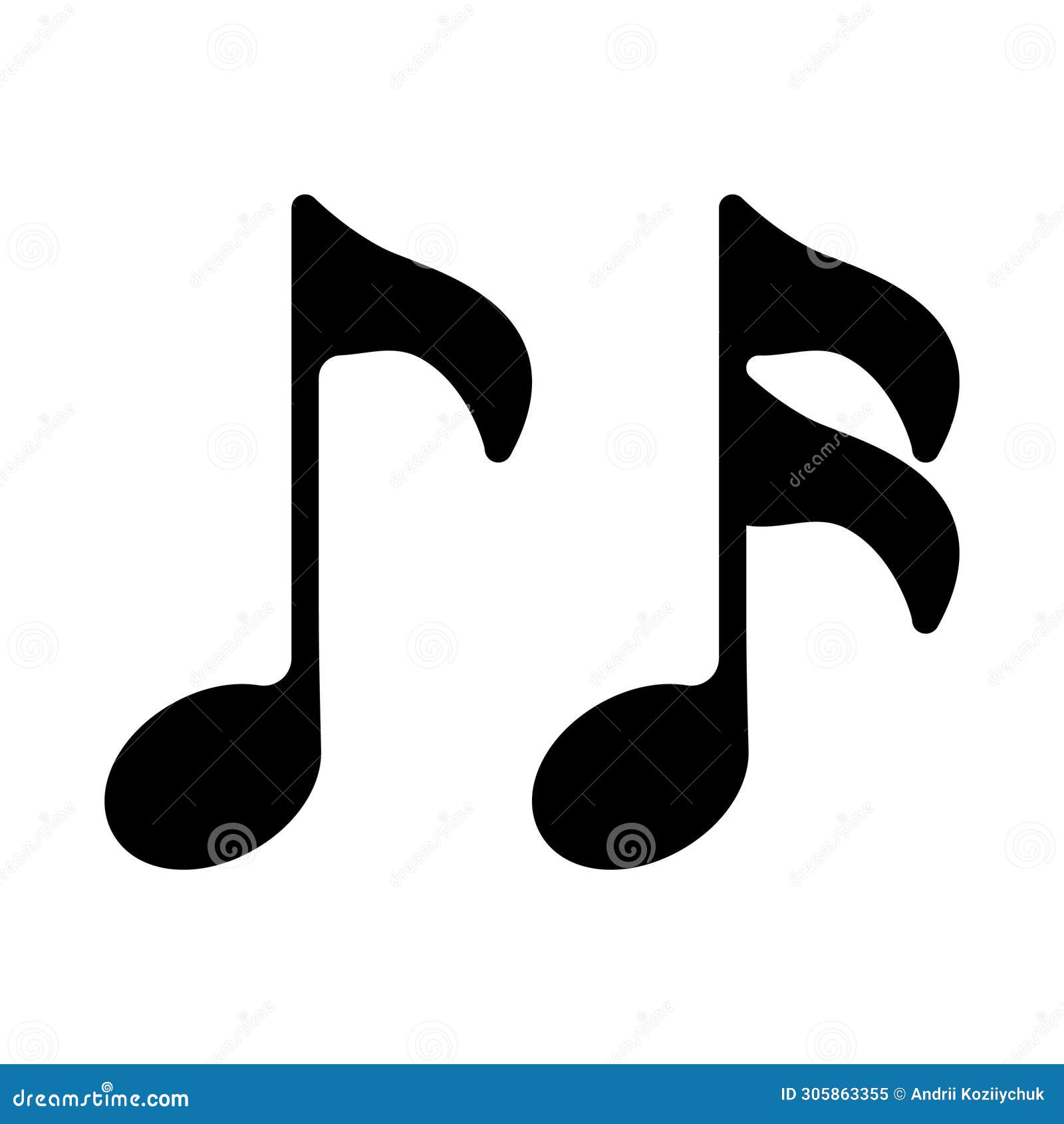 Music Notes Vector Set. Icons of Various Musical Notes Vector. Music ...