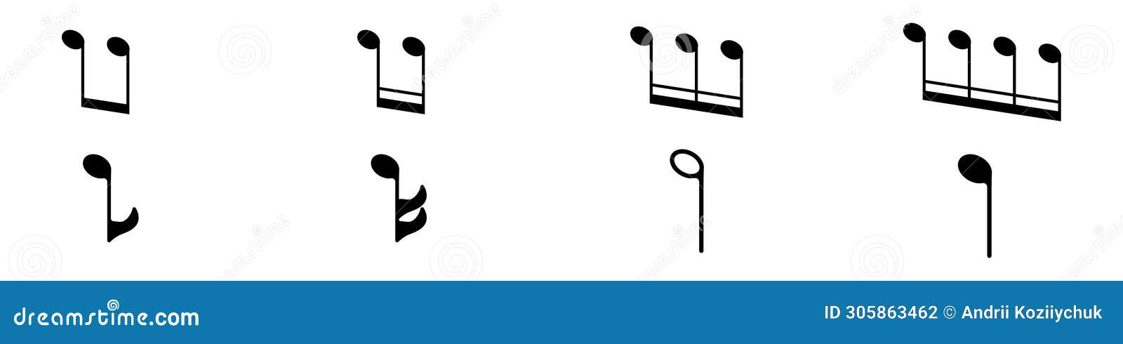 Music Notes Vector Set. Icons of Various Musical Notes Vector. Music ...