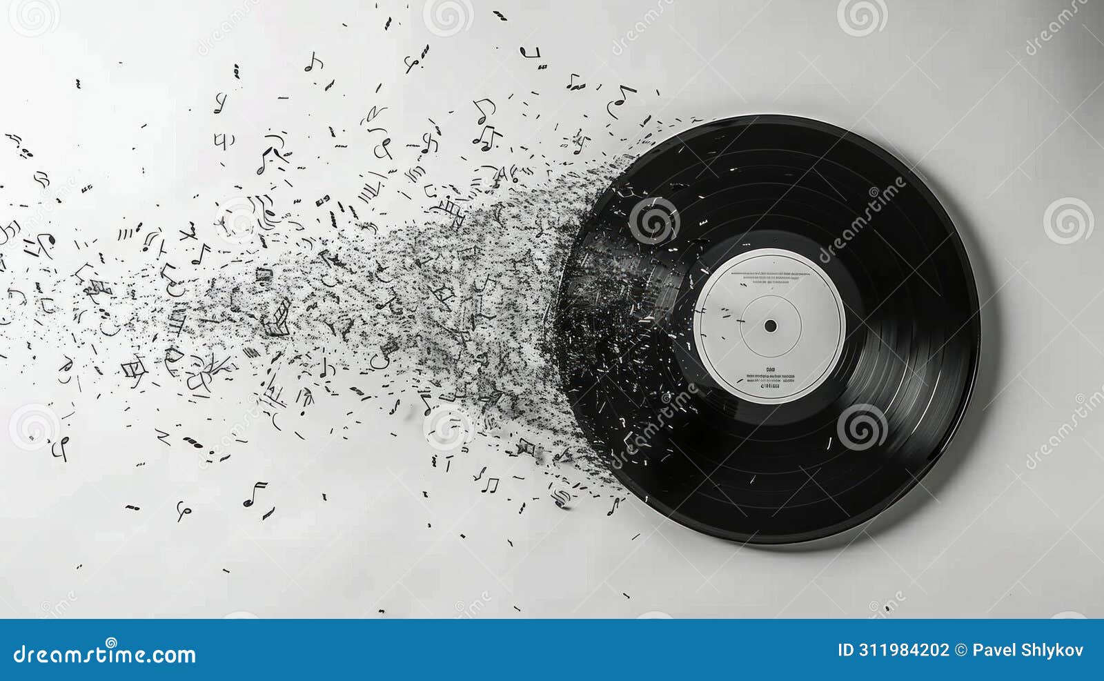 Music Notes and Vinyl Record. Compose Music Concept. Stock Photo ...