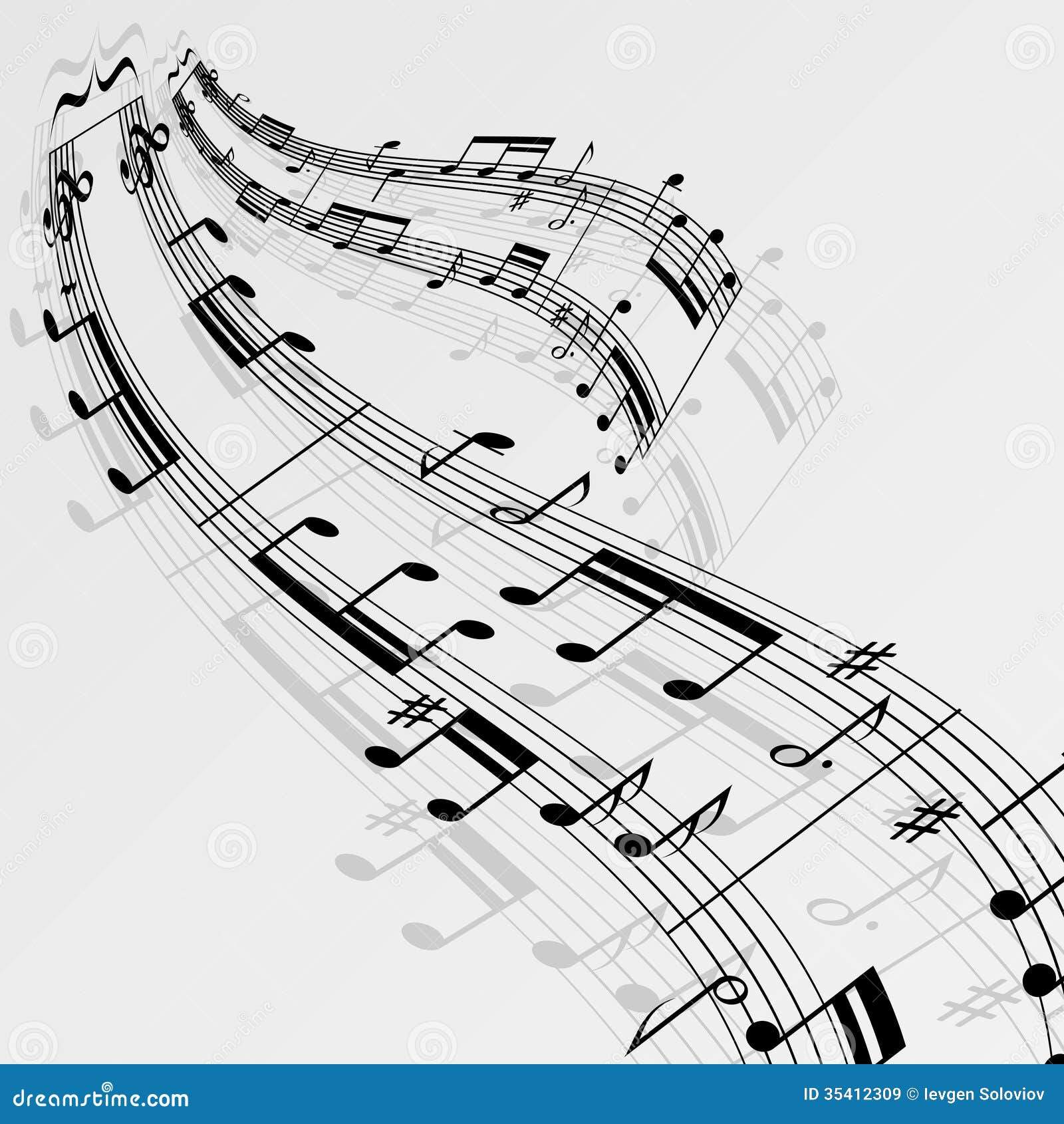 Music Notes Wave Background Stock Vector - Illustration of paintings ...