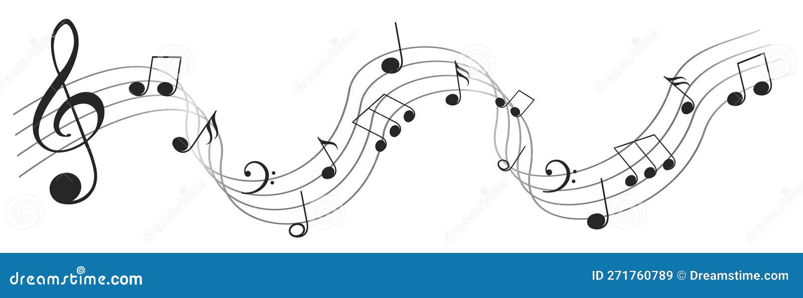 Music Notes Wave Isolated, Group Musical Notes Abstract Background ...