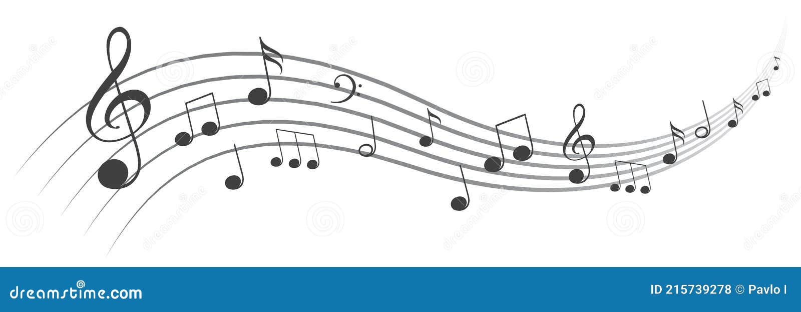 Music Notes Wave Isolated, Group Musical Notes Background â€“ Vector ...