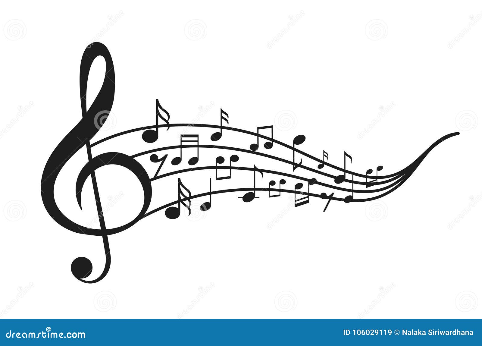 Music notes with waves. stock vector. Illustration of disco - 106029119