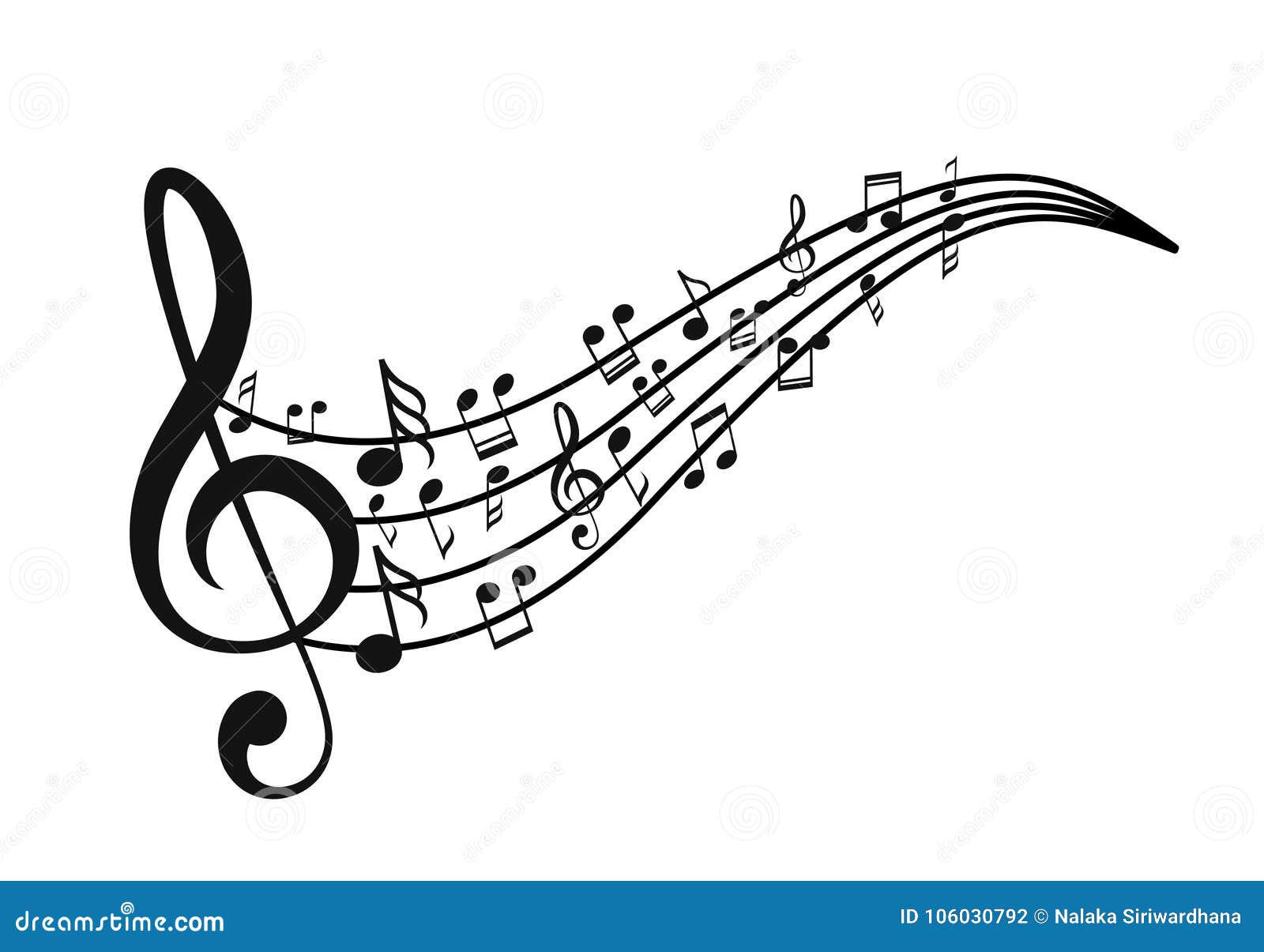 Music notes with waves. stock vector. Illustration of element - 106030792