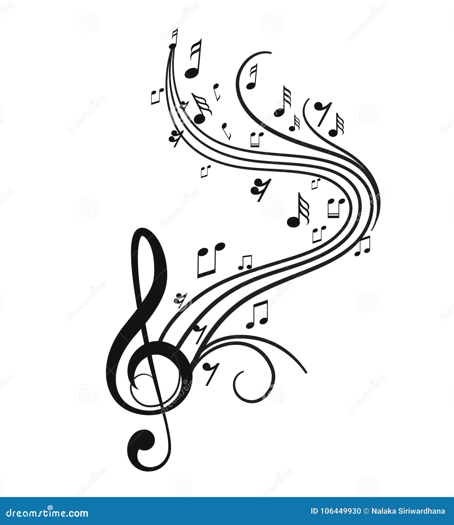 Music notes with waves. stock illustration. Illustration of composition ...