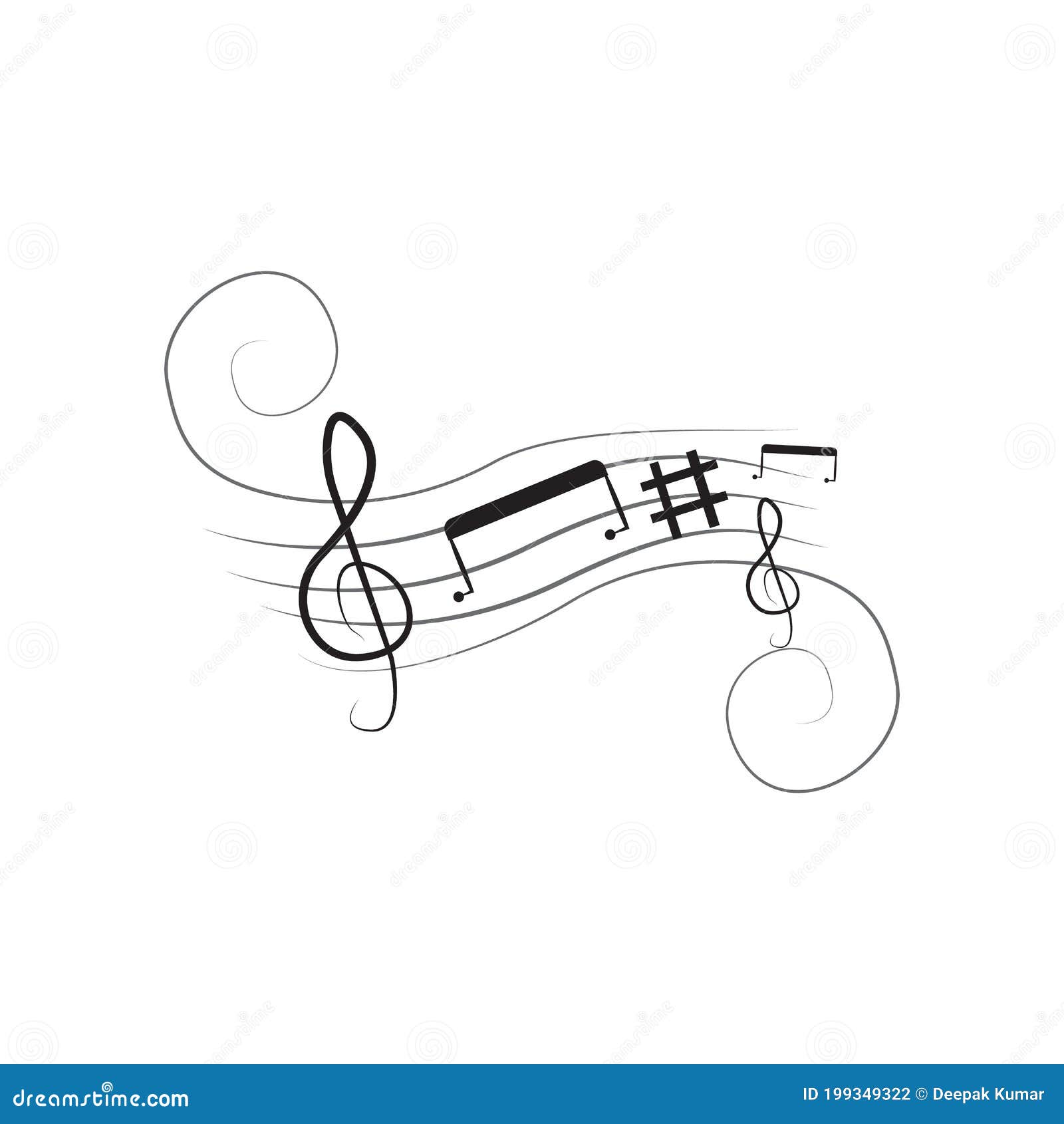 Music Notes on a White Background Stock Vector - Illustration of ...