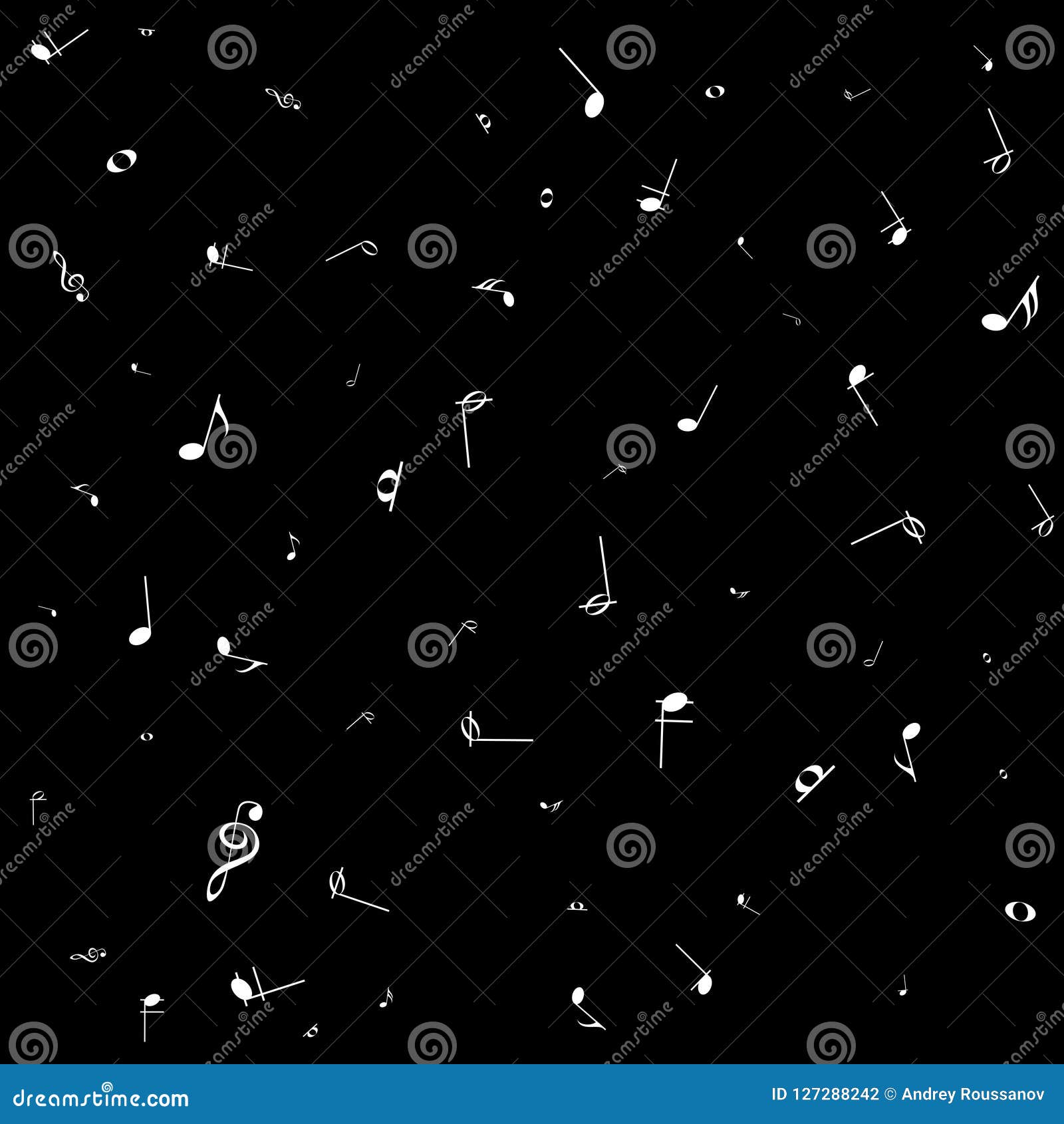 Music Notes White on a Black Background Stock Vector - Illustration of ...
