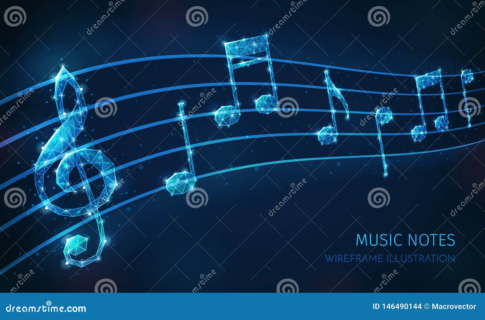 Music Notes Wireframe Composition Stock Vector - Illustration of ...
