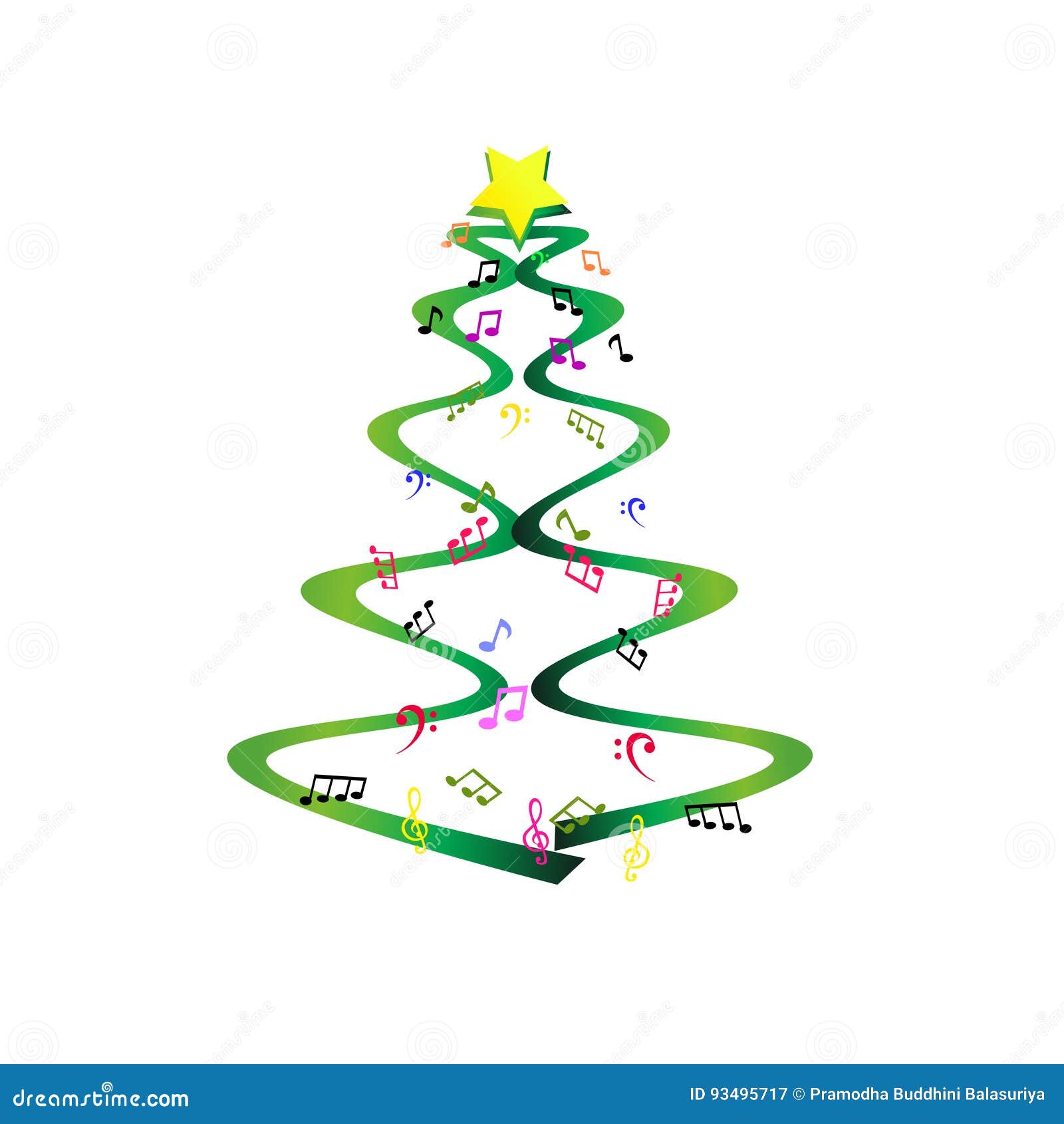 Music notes Xmas tree stock vector. Illustration of background - 93495717