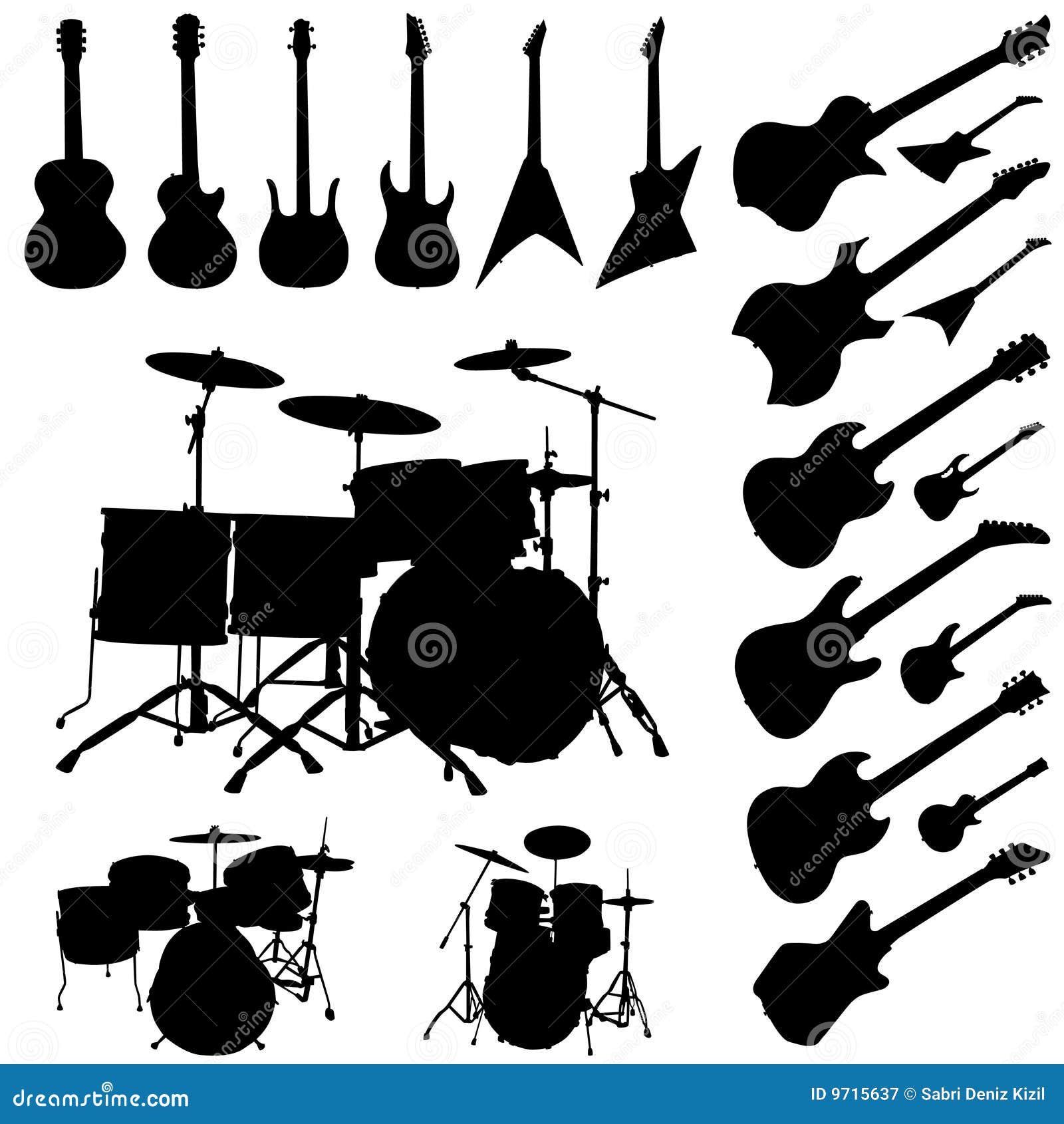 Music objects set stock vector. Illustration of drums - 9715637