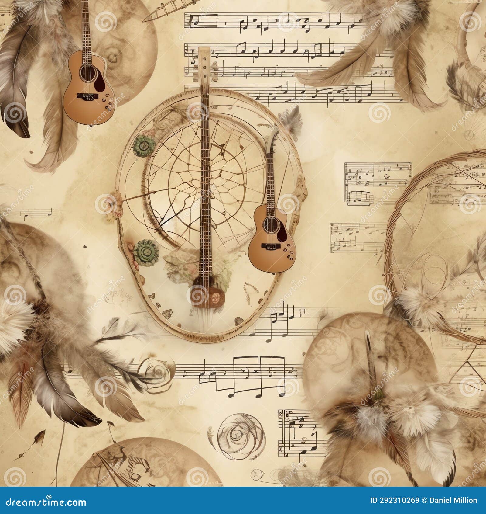 Music Old Paper, Vintage Digital Paper Stock Illustration ...