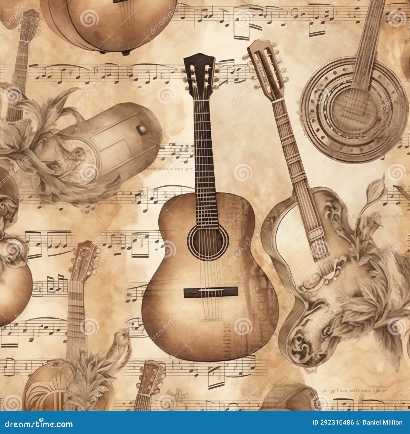 Music Old Paper, Vintage Digital Paper Stock Illustration ...