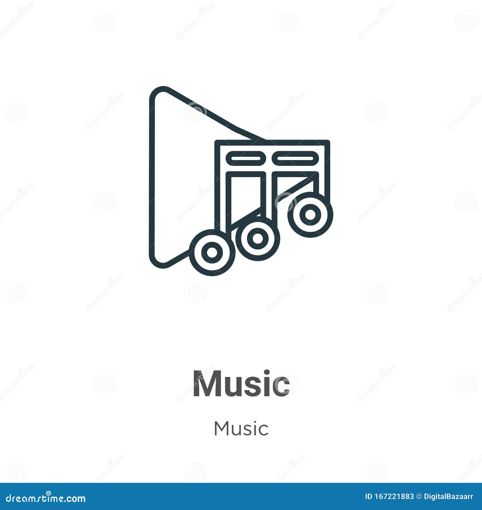 Music Outline Vector Icon. Thin Line Black Music Icon, Flat Vector ...