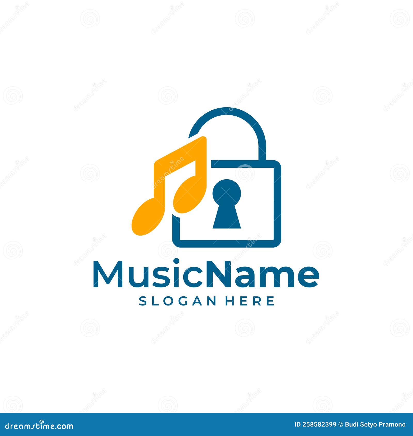 Music Padlock Logo Vector Icon Illustration. Padlock Music Logo Design ...