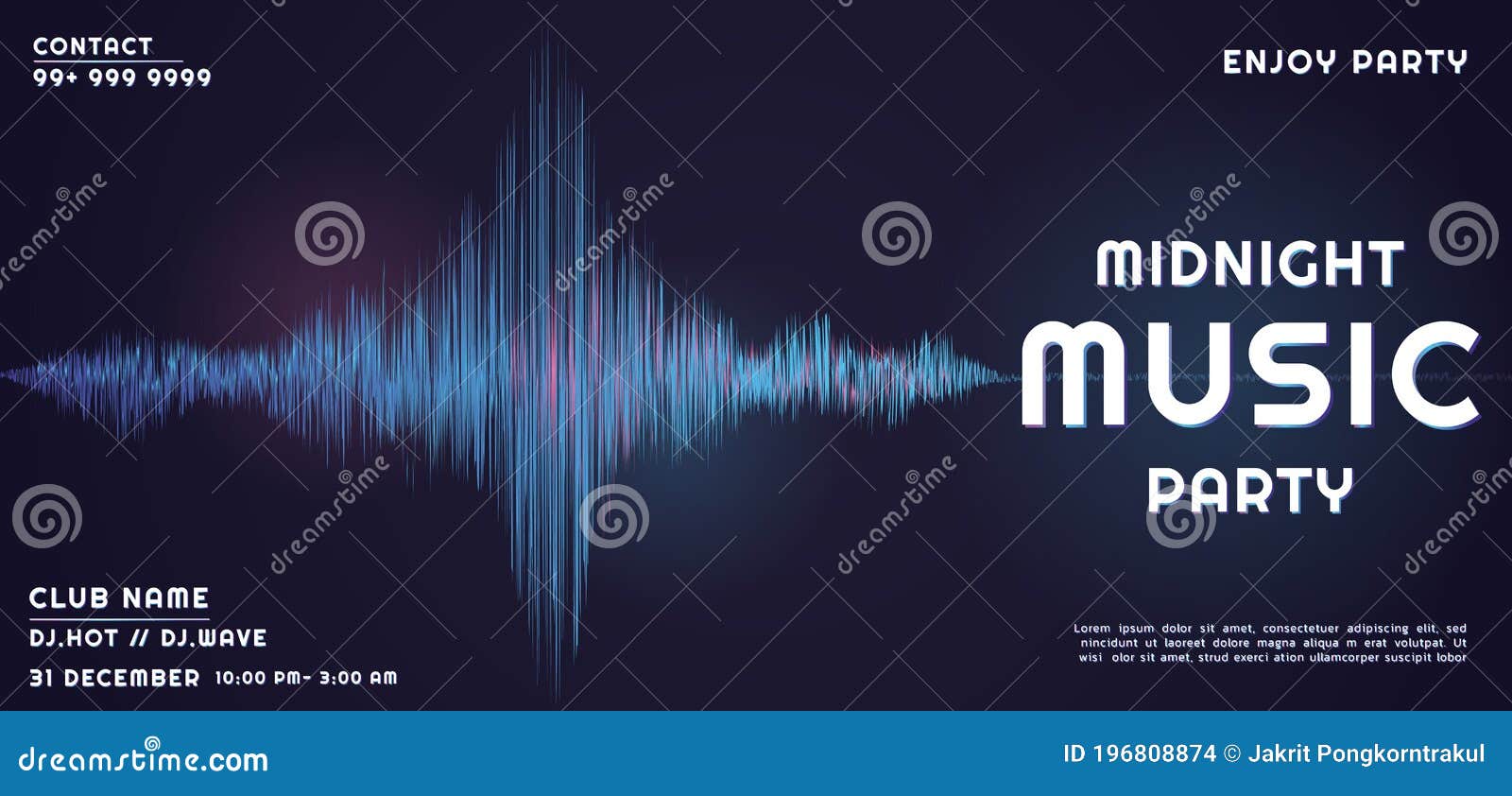 Music Party Sound Wave Pattern Design Midnight Concept Stock Vector ...