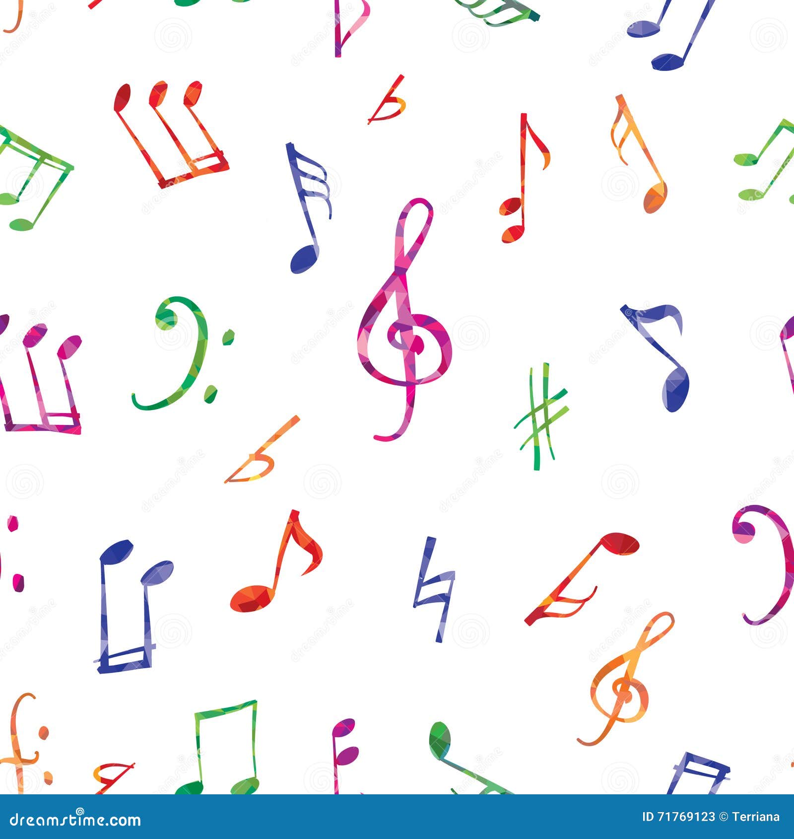 Music Pattern. Music Notes and Signs Seamless Background Stock ...
