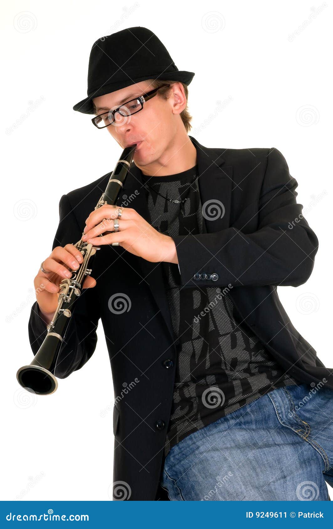 Music performer, clarinet stock image. Image of white - 9249611