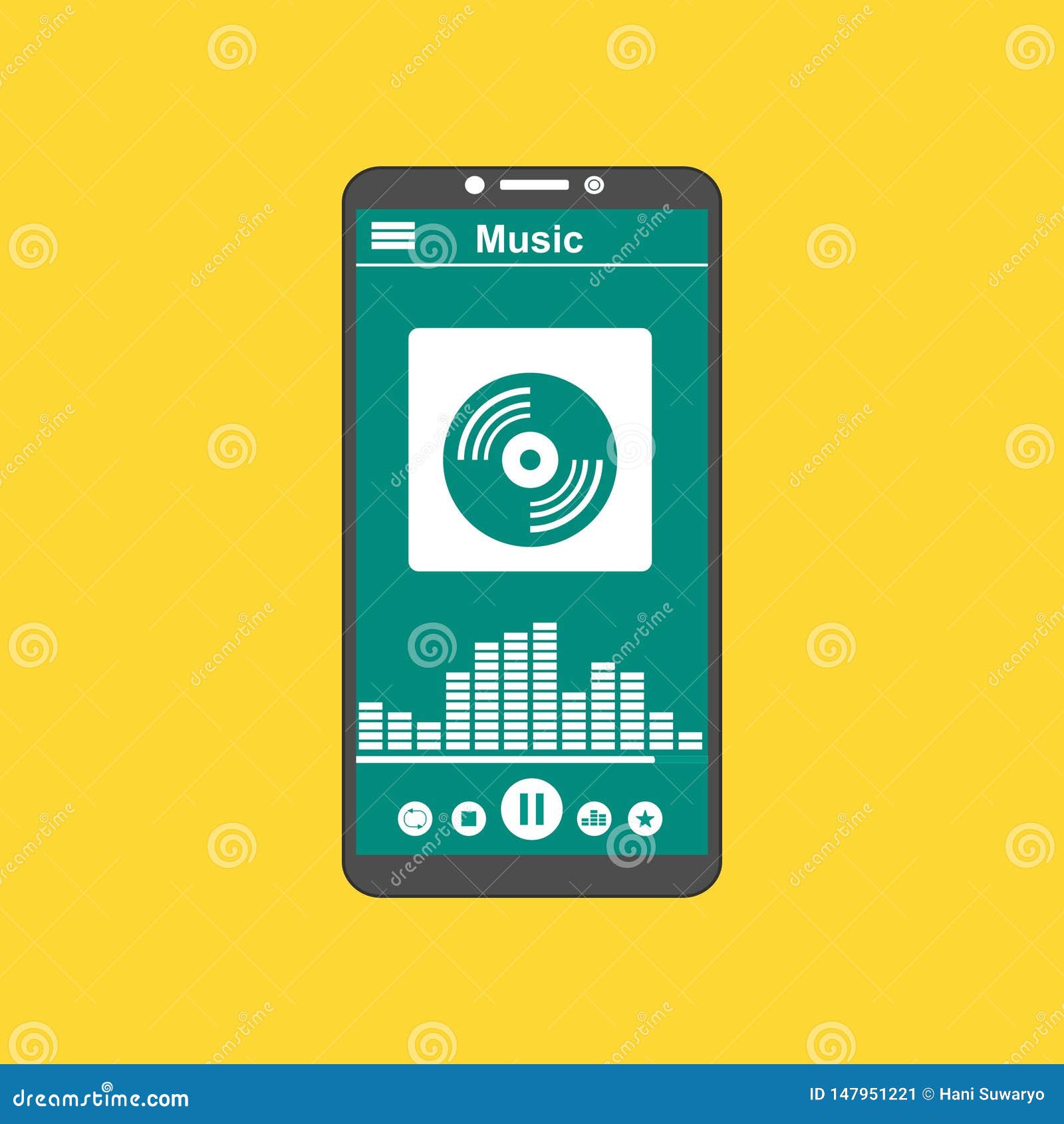 Media Player Application, App Template with Flat Design Style for ...