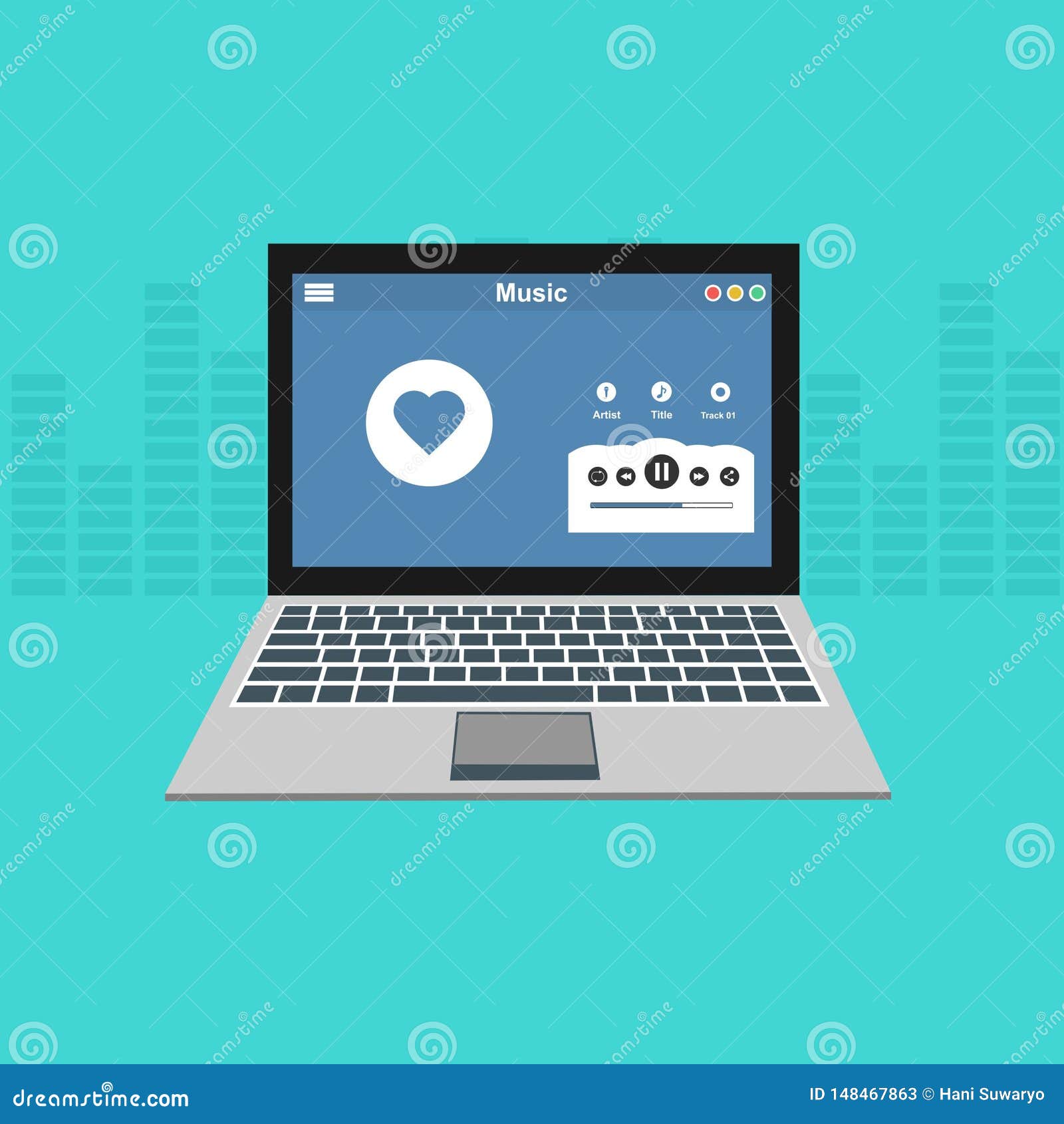 Media Player Application, App Template with Flat Design Style for ...