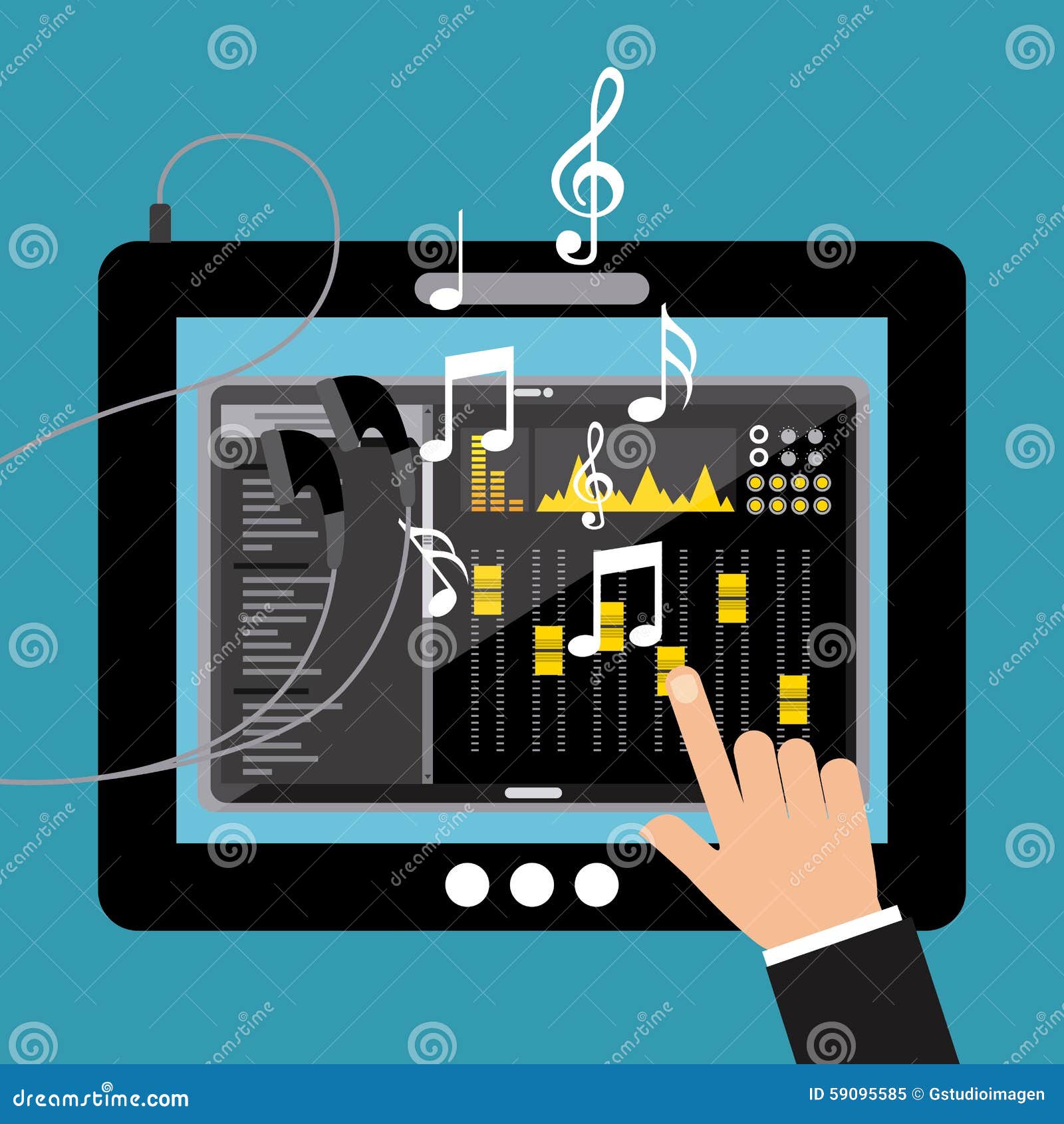 Music player stock vector. Illustration of audio, background - 59095585