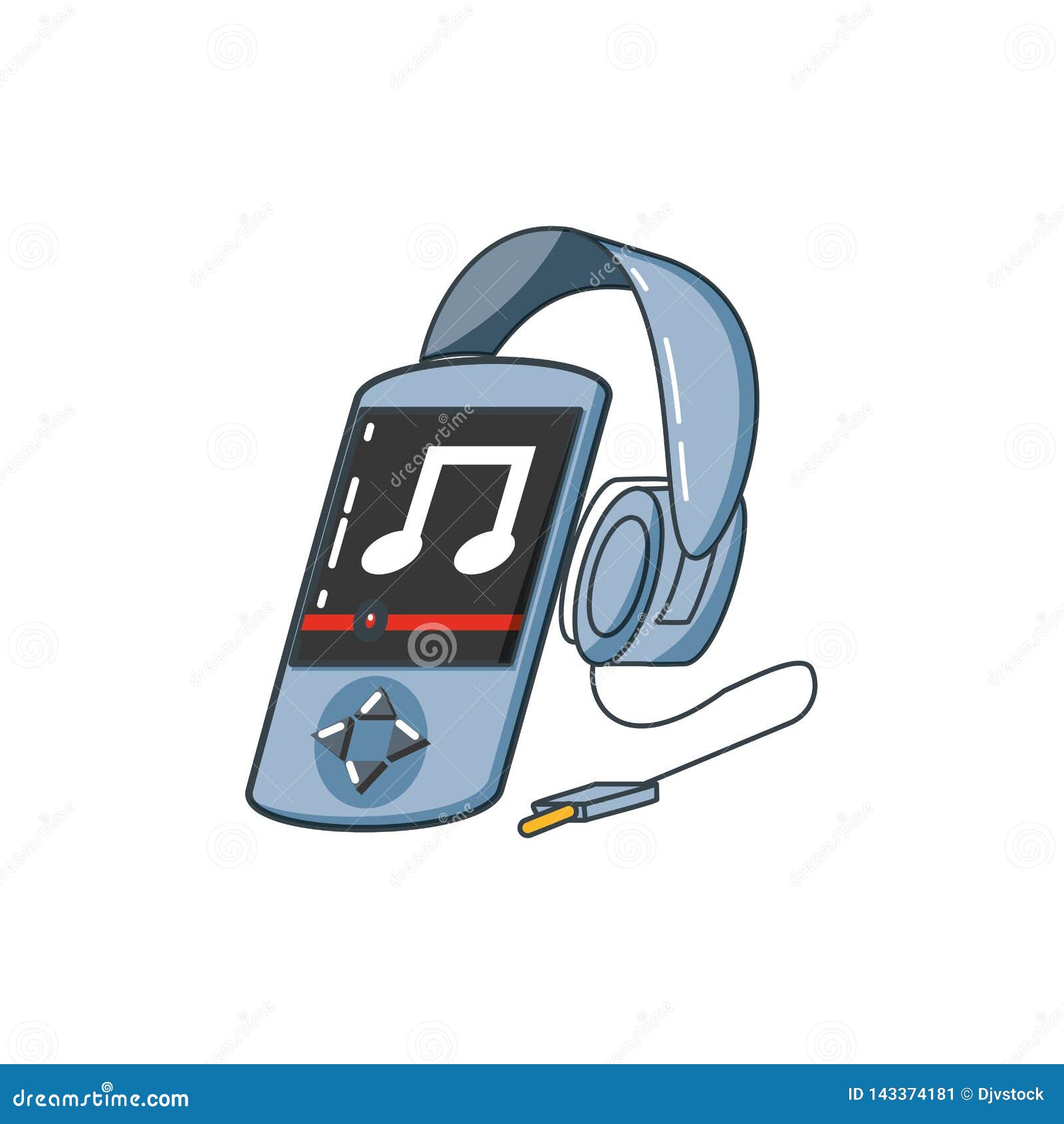 Music Player Device with Headphone Stock Illustration - Illustration of ...