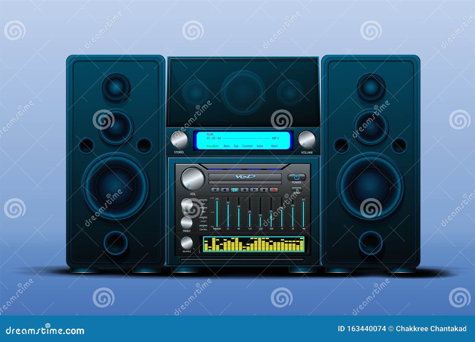 Music Player the Front of the Equalizer Audio Player Control Panel ...