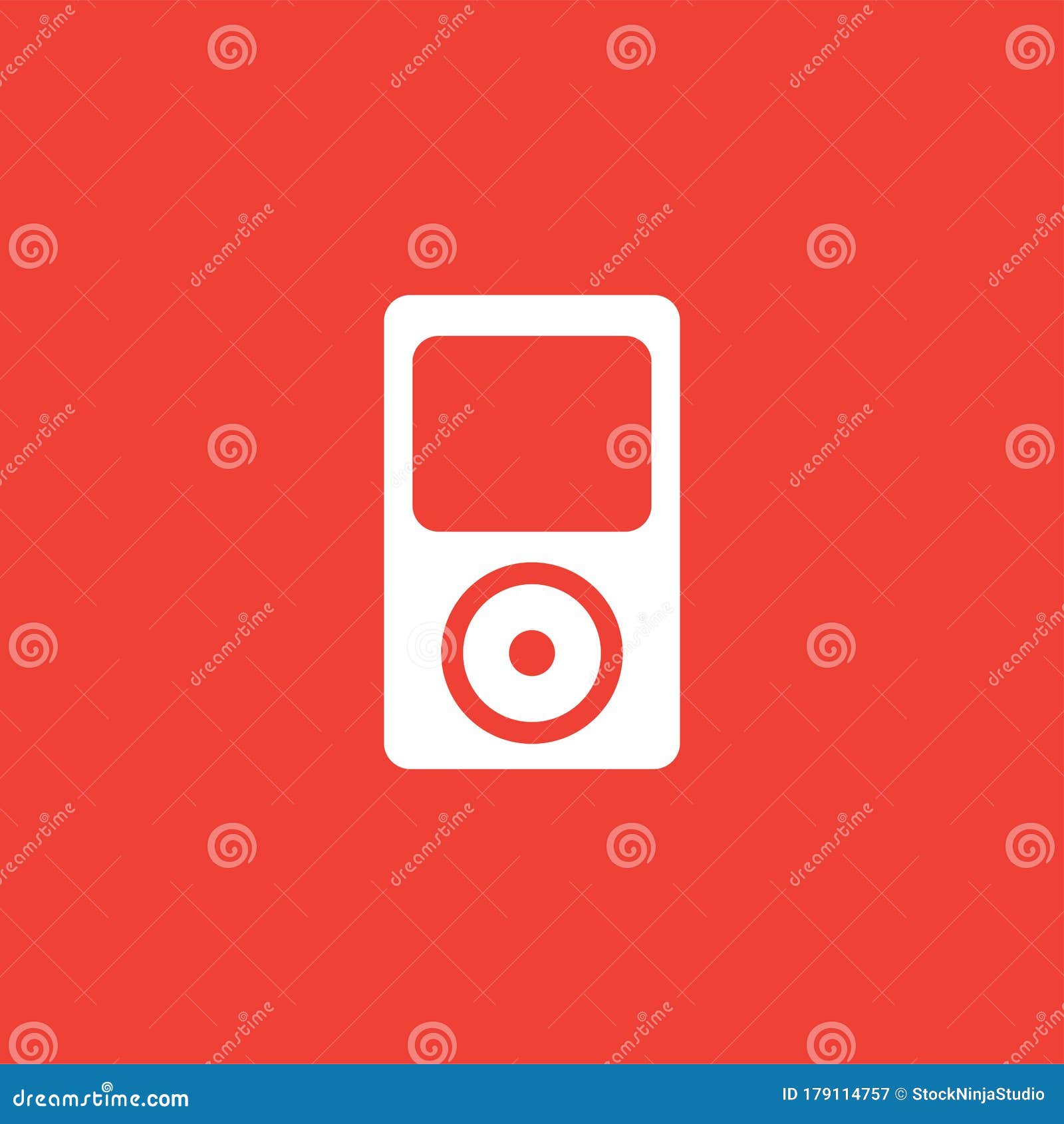 Music Player Icon on Red Background. Red Flat Style Vector Illustration ...