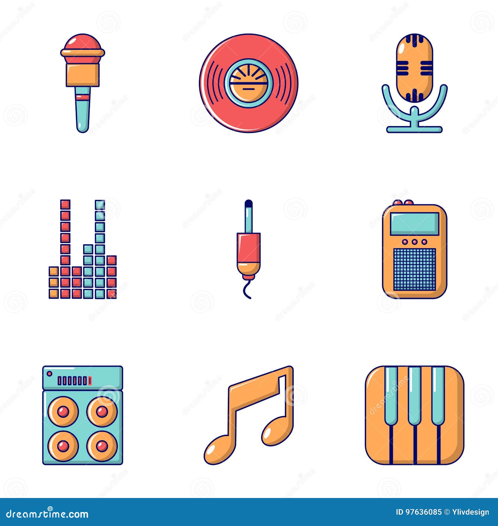 Music Player Icons Set, Flat Style Stock Vector - Illustration of ...