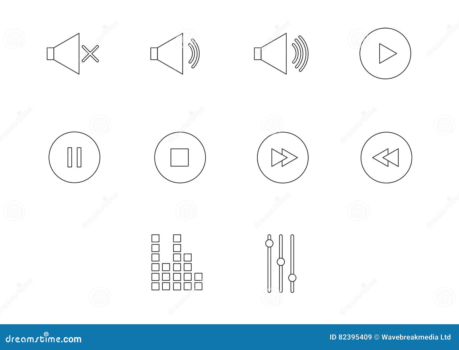 Music Player Icons Vector Signs Stock Vector - Illustration of forward ...