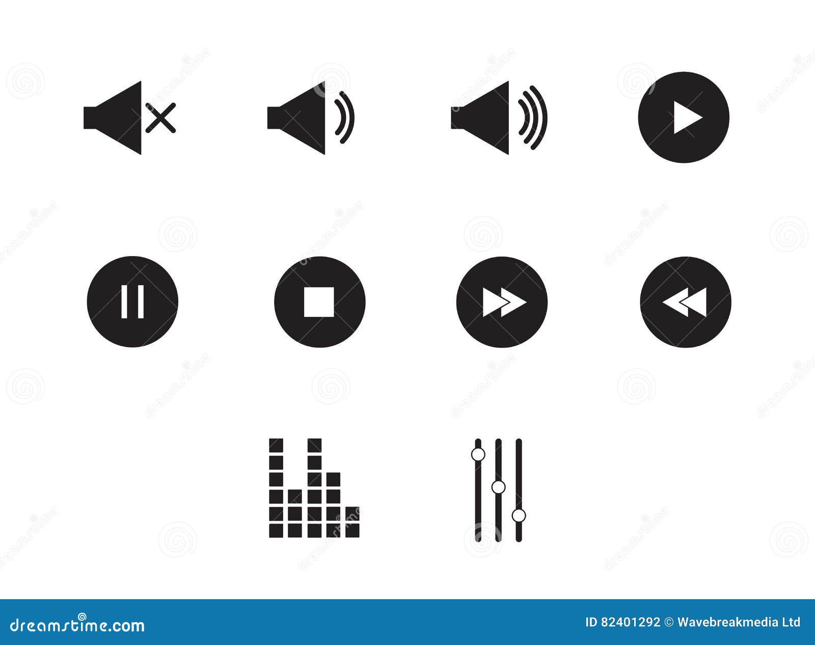 Music Player Icons Vector Signs Stock Vector - Illustration of control ...