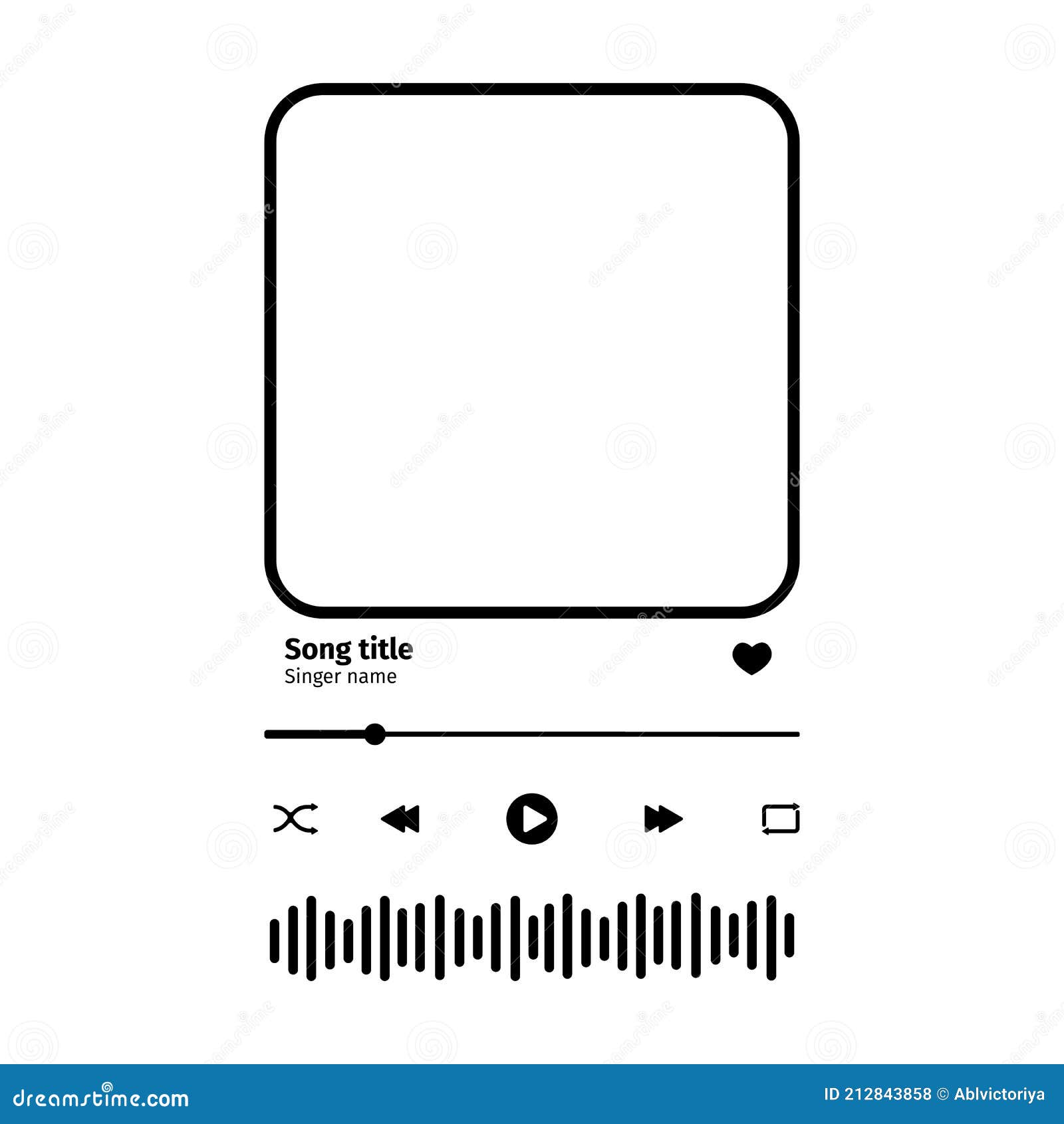 Music Player Interface With Buttoms, Loading Bar, Sound Wave Sign And ... Music Player Interface With Buttoms, Loading Bar, Sound Wave Sign And ...