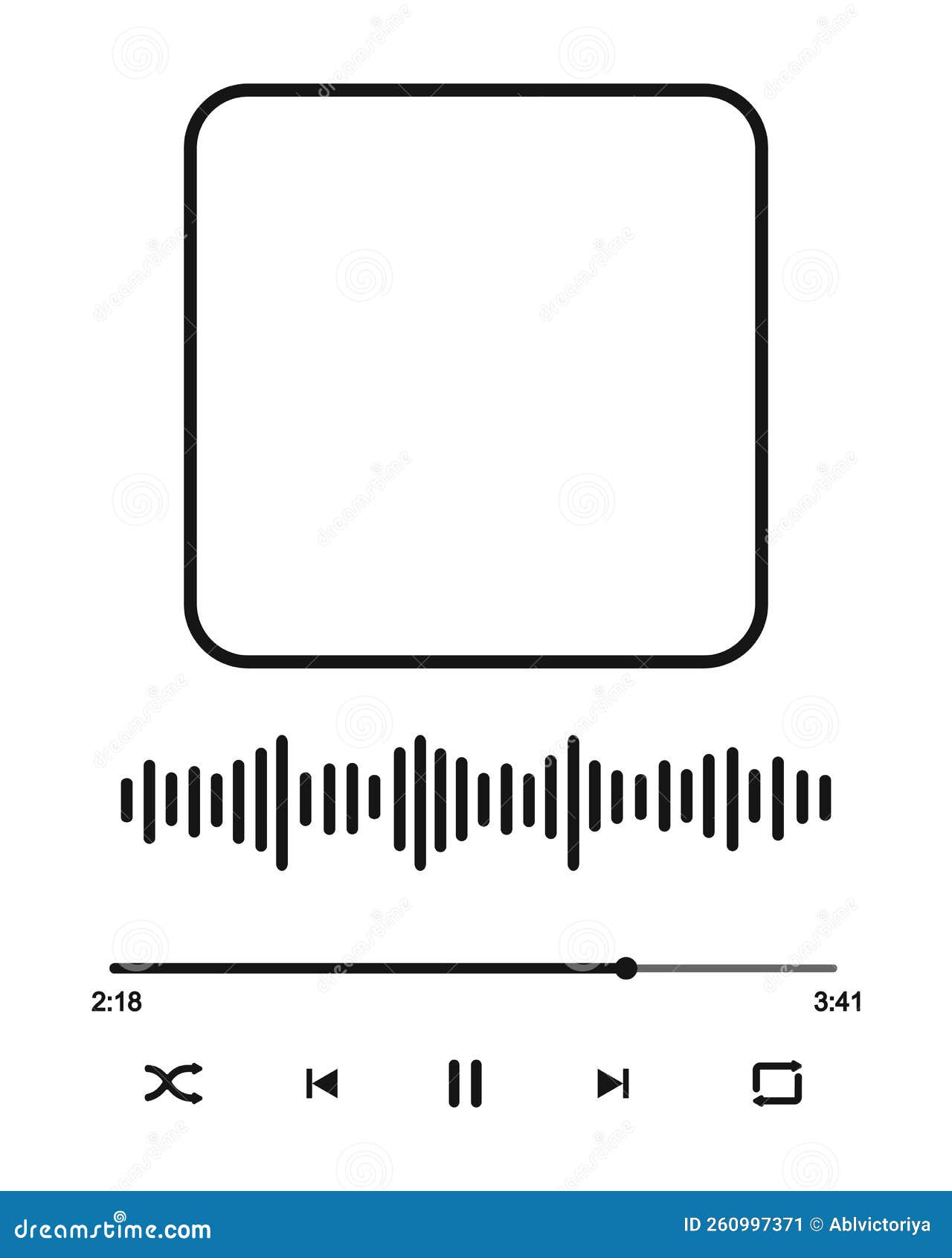 Music Player Interface with Frame for Album Cover, Sound Wave, Song ... Music Player Interface with Frame for Album Cover, Sound Wave, Song ...